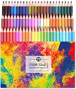 Amazon | Wanshui 72水溶性色鉛筆セット 画材セット 絵の具 アート鉛筆 塗り絵 美術 描き用 スケッチ用 プレゼント用 写生 透明ケース包装 学校教材 入学 文房具 良い ...