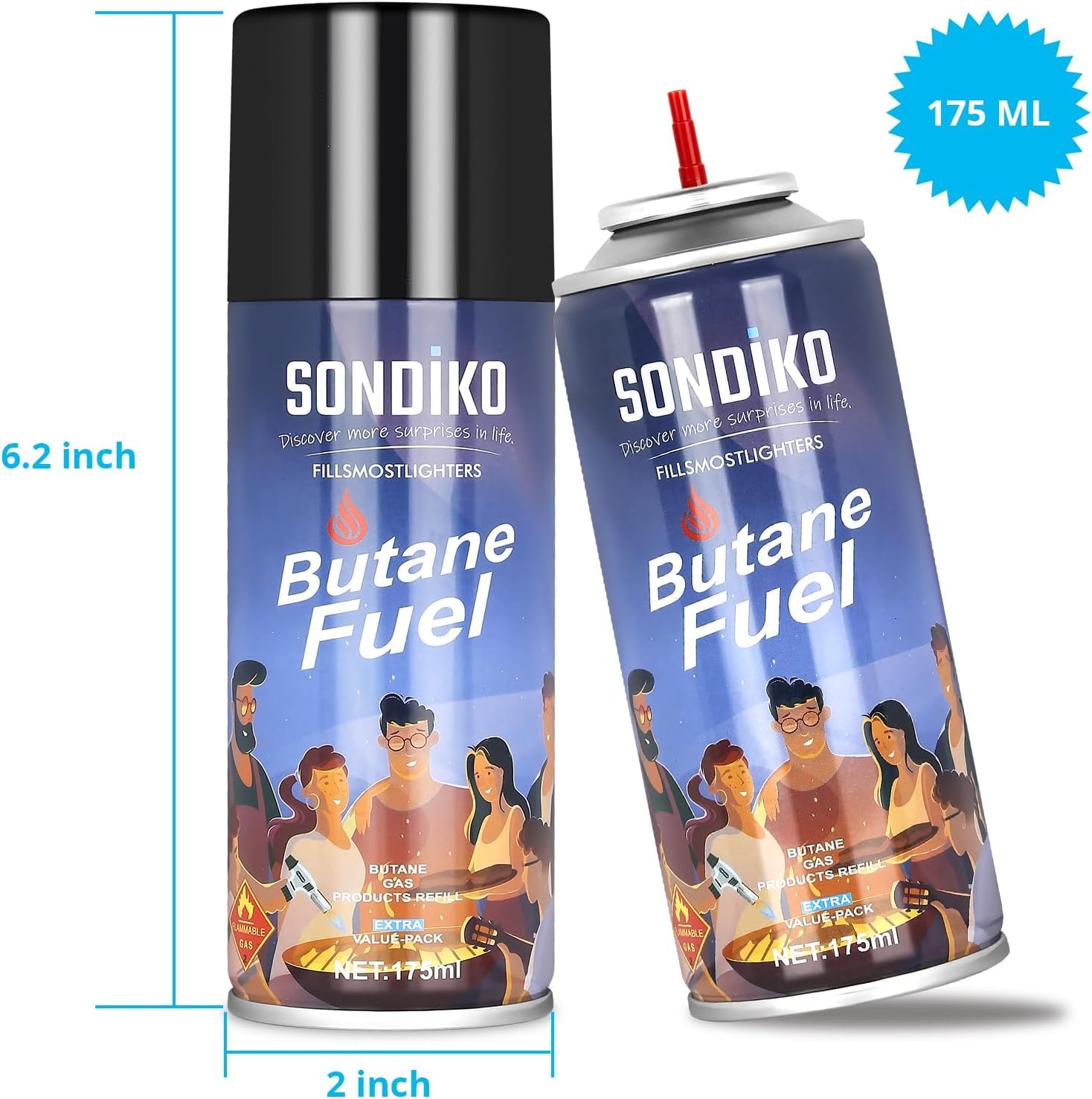 Snapklik.com : Sondiko Butane Refill, 175 Ml, Butane Fuel Refill ...