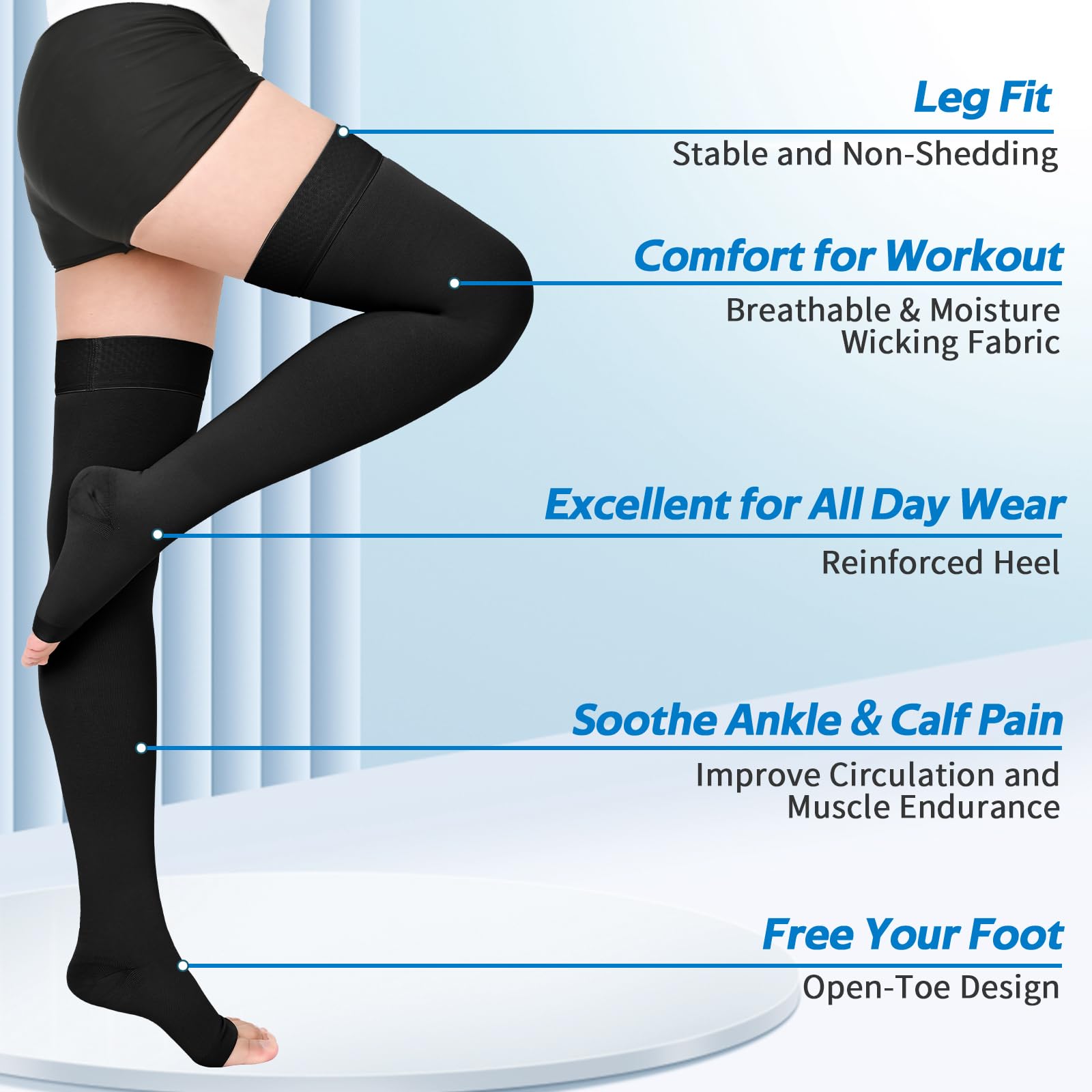 Snapklik.com : 2Pairs Ktinnead 20-30mmHg Thigh High Compression ...