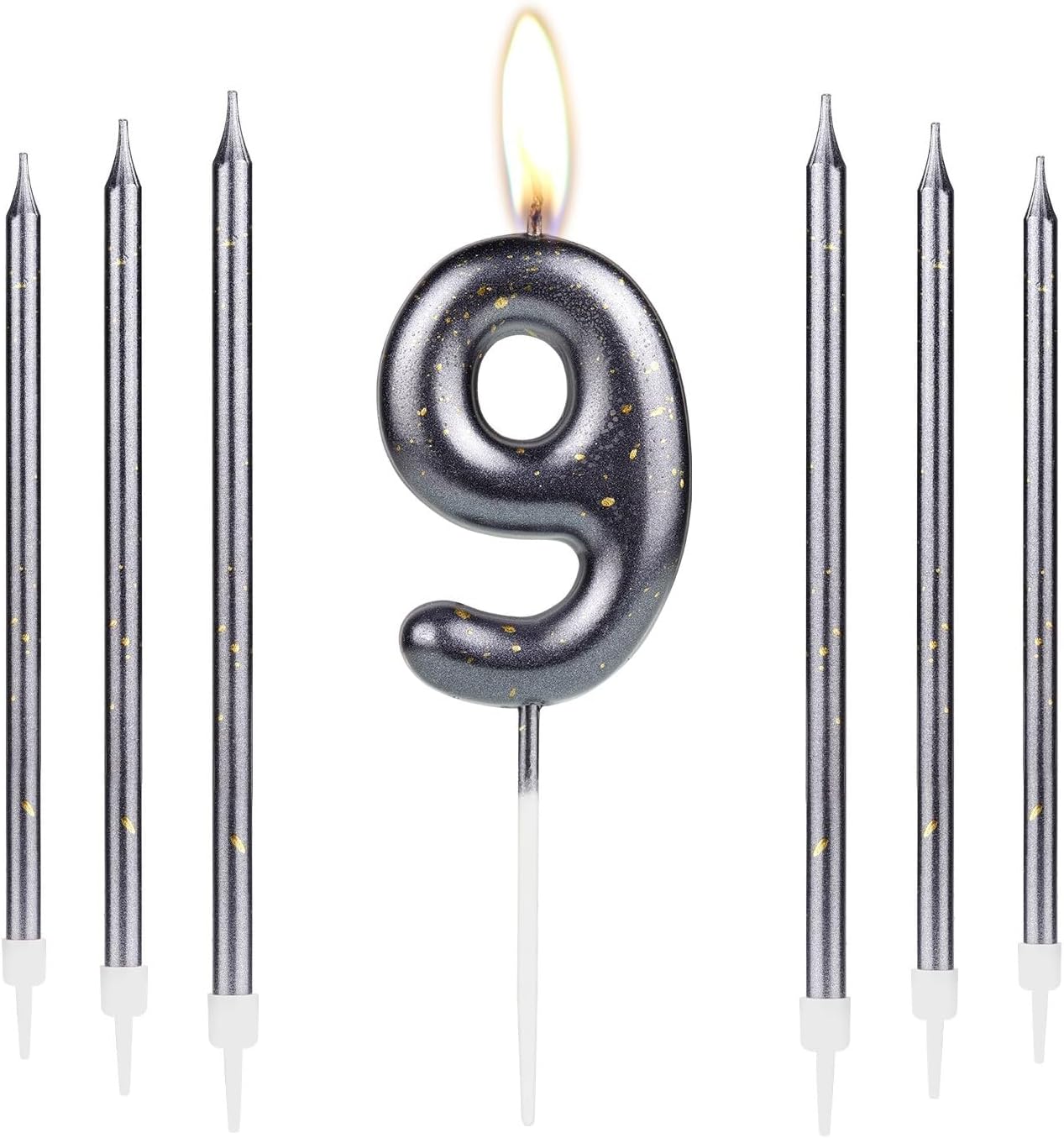 Amazon.com: iNINGER Black 9th Birthday Number Candles - Long Stick ...