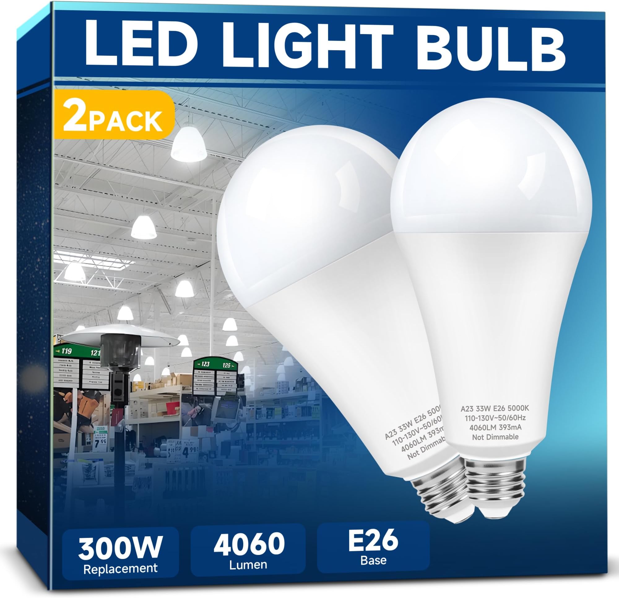 KINDEEP E26 LED Bulbs, 150W-200W Incandescent Bulb Equivalent, 23W, A21 ...