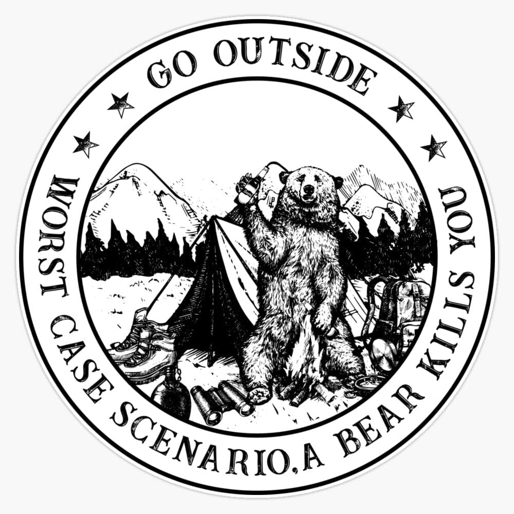 Amazon.com: Go Outside Worst Case Scenario A Bear Kills You Sticker ...