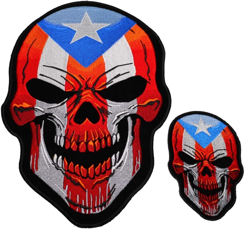 Amazon.com: Puerto Rico Flag Skull Small and Large Patch Set - 4.3-11 ...