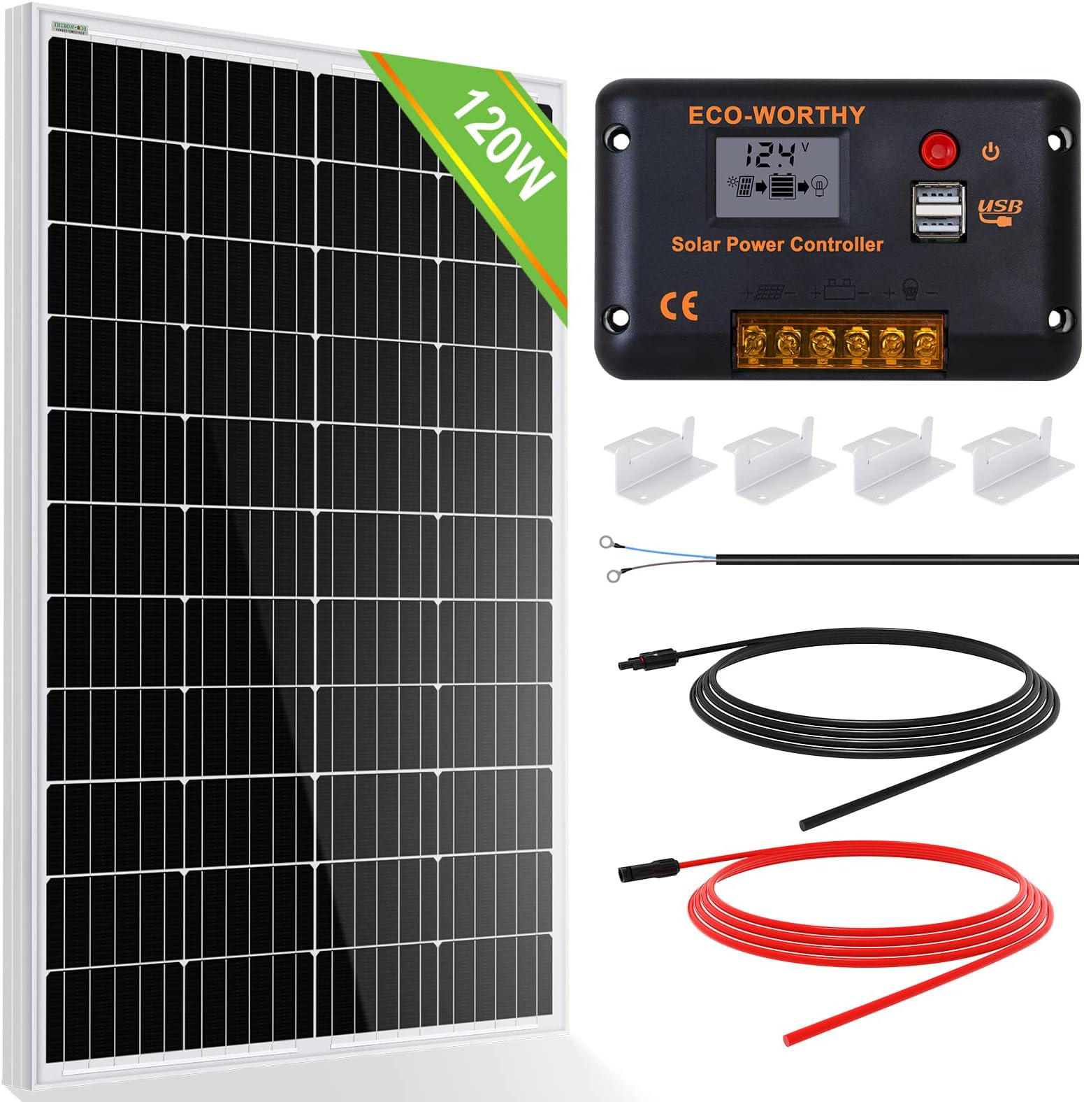Amazon.com : 110 Watt Complete Solar Kit (300W Inverter & 11A CC ...