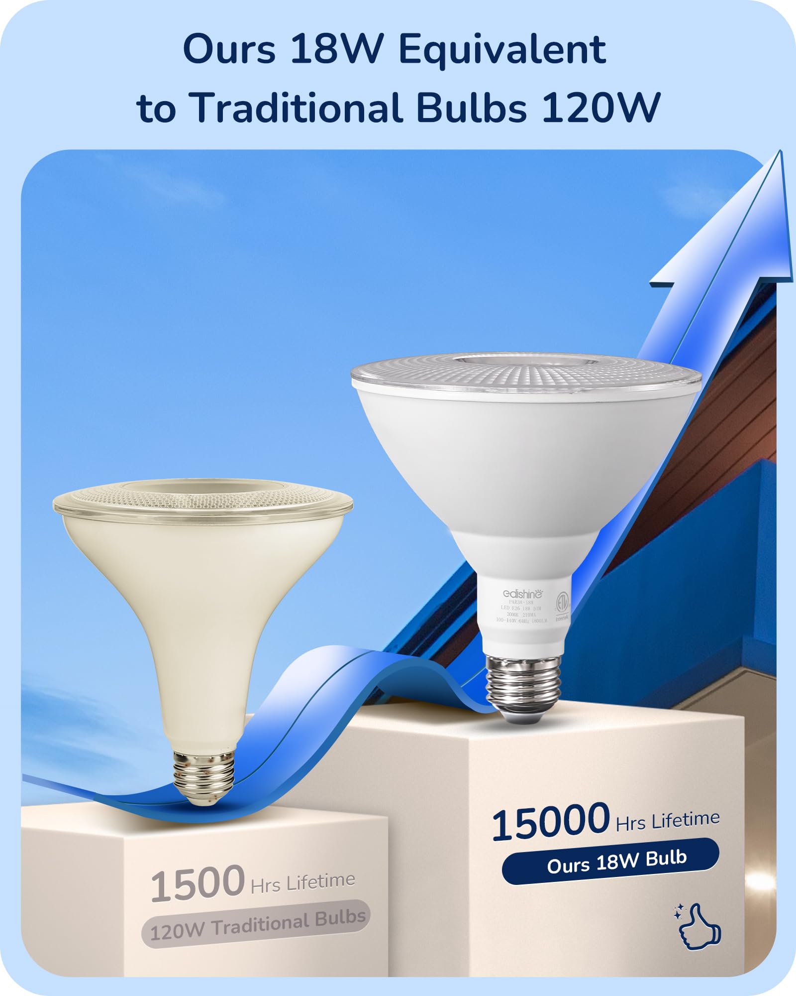 Snapklik.com : PAR38 LED Outdoor Flood Light Bulbs 2 Pack, 120W ...