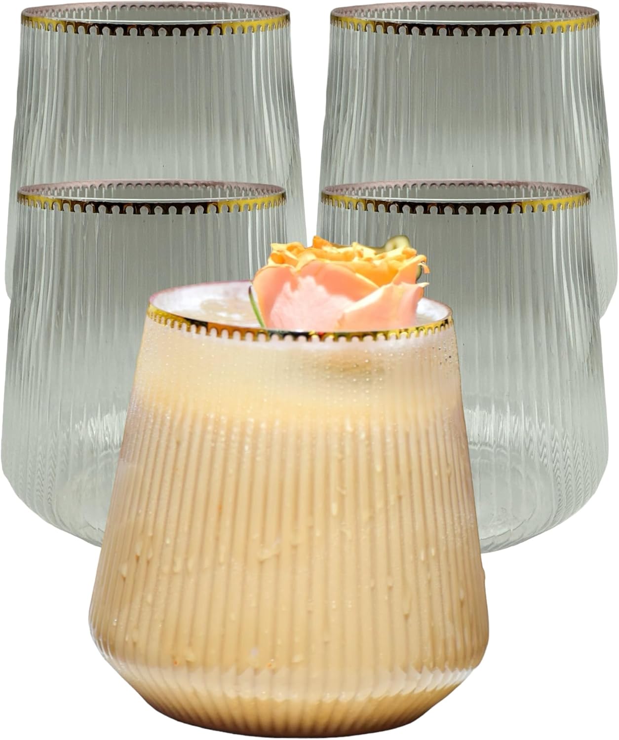 Amazon.com | 36 Count Origami Ripple Unbreakable Stemless Plastic Wine ...