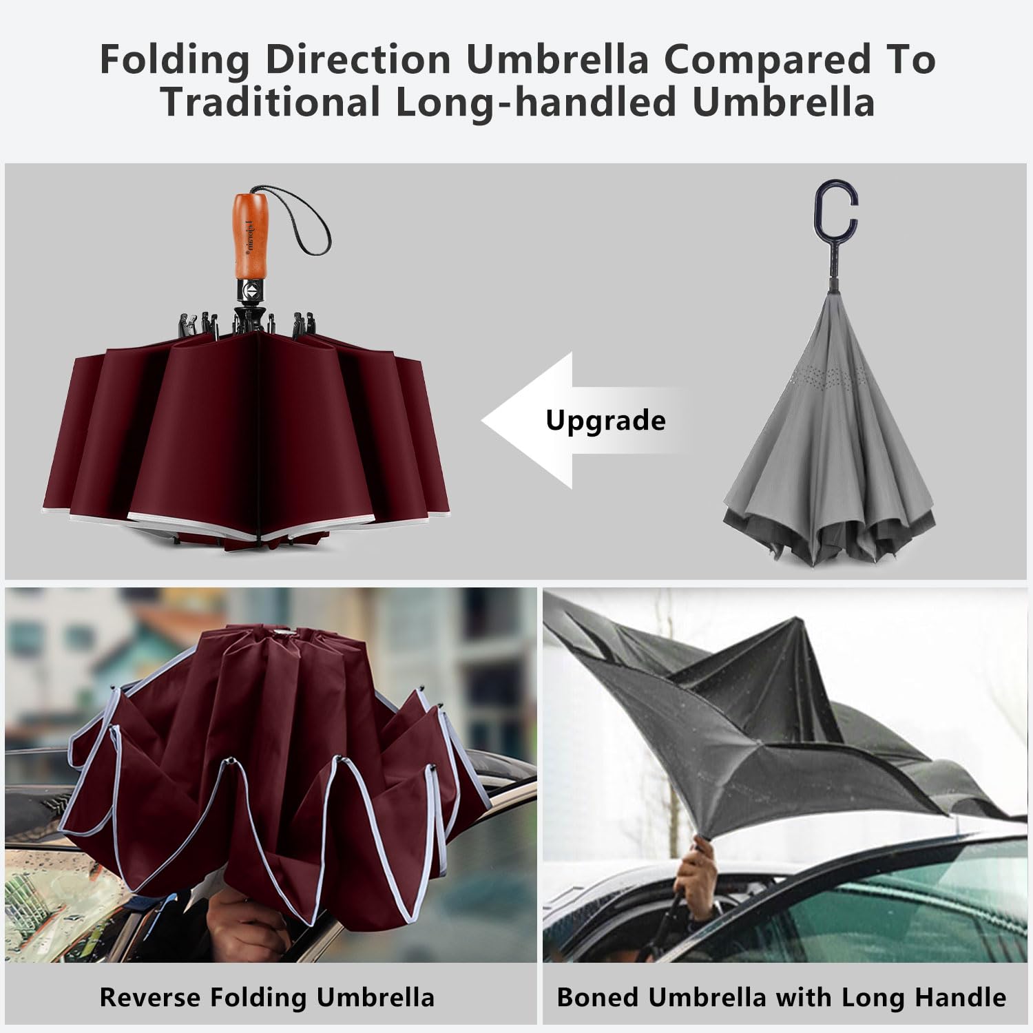 Snapklik.com : Lejorain Large Reverse Umbrella -50 Inch Windproof ...