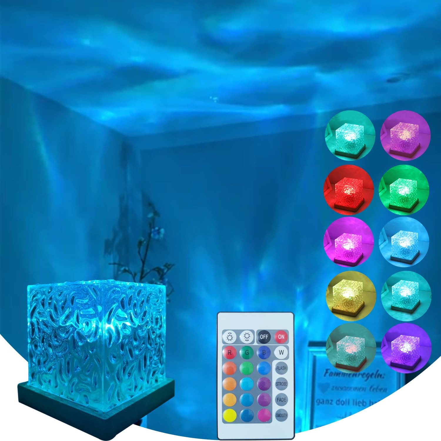 Mood Lighting Crystal Lamp,18 Color Changing Lamp Ocean Light Projector ...