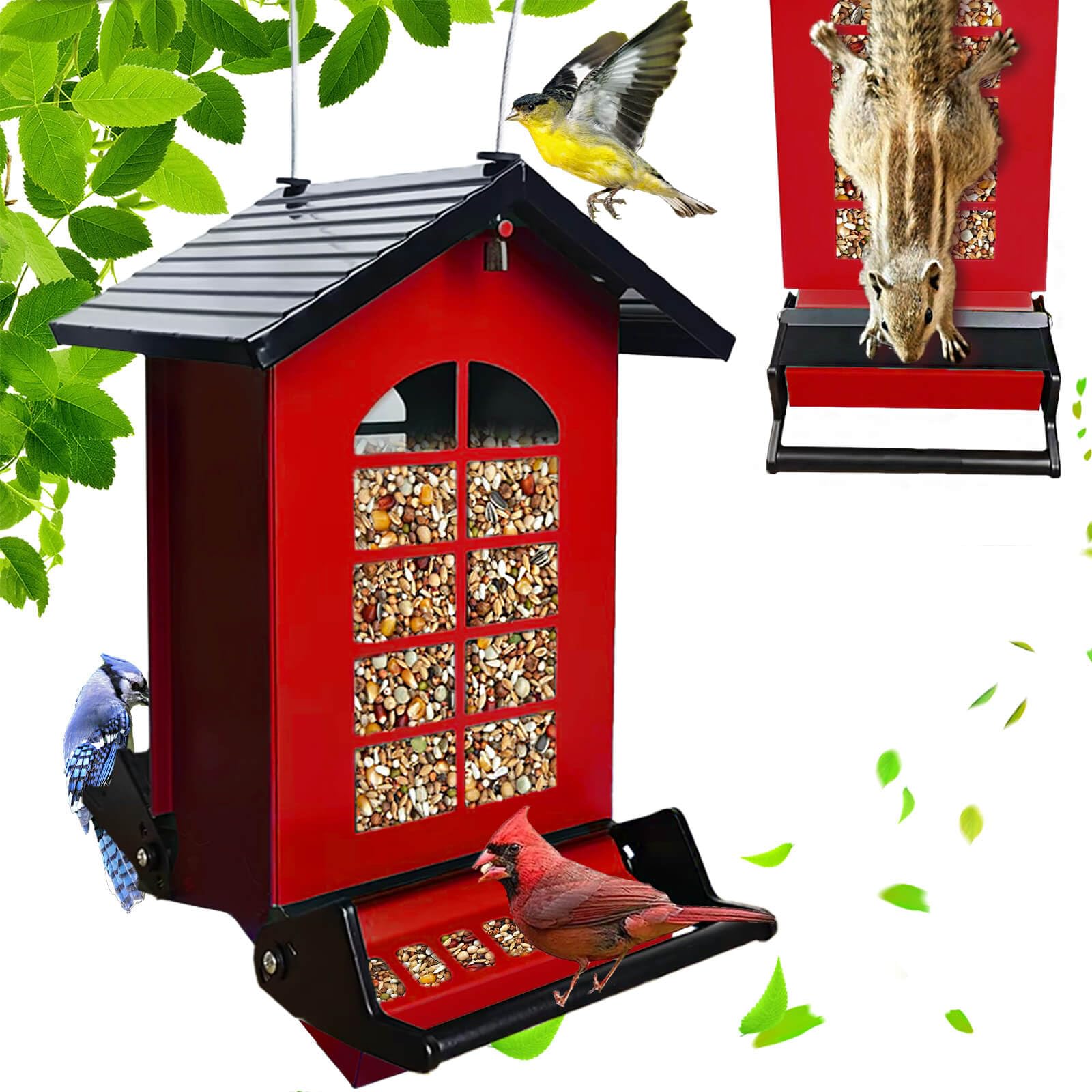 Amazon.com : ABXKZ Squirrel Proof Bird Feeder for Outdoors Hanging ...