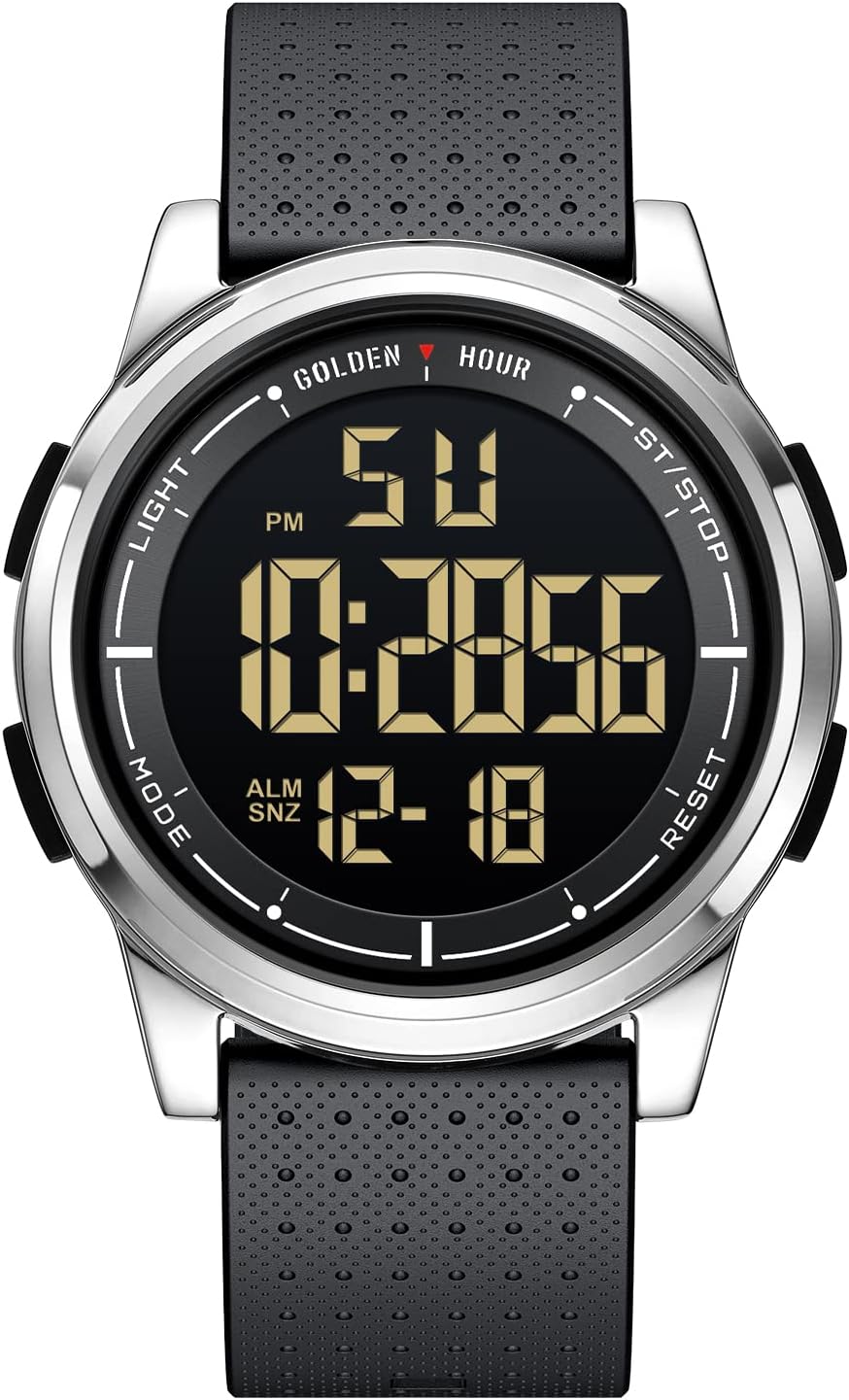 GOLDEN HOUR Ultra-Thin Minimalist Sports Waterproof Digital Watches Men ...