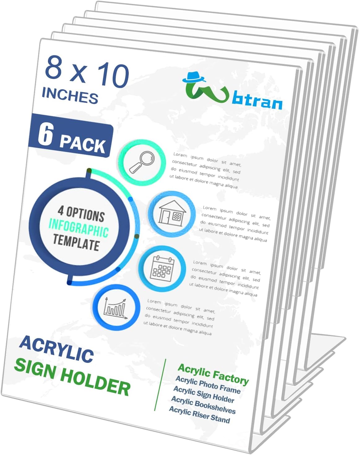 Amazon.com: 6 Pack Acrylic Sign Holder 8.5 x 11 inches, Clear Plastic ...
