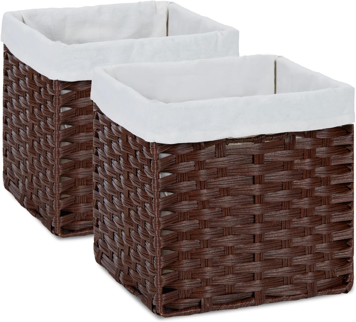 Amazon.com: Bidtakay Wicker Storage Baskets with Liners 11x11 Storage ...