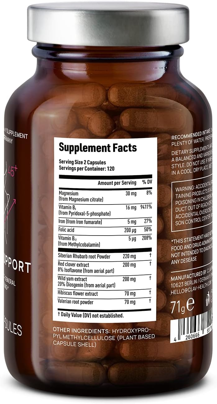 Meno Balance – Apoyo para la menopausia – raíz de ñame salvaje, trébol ...