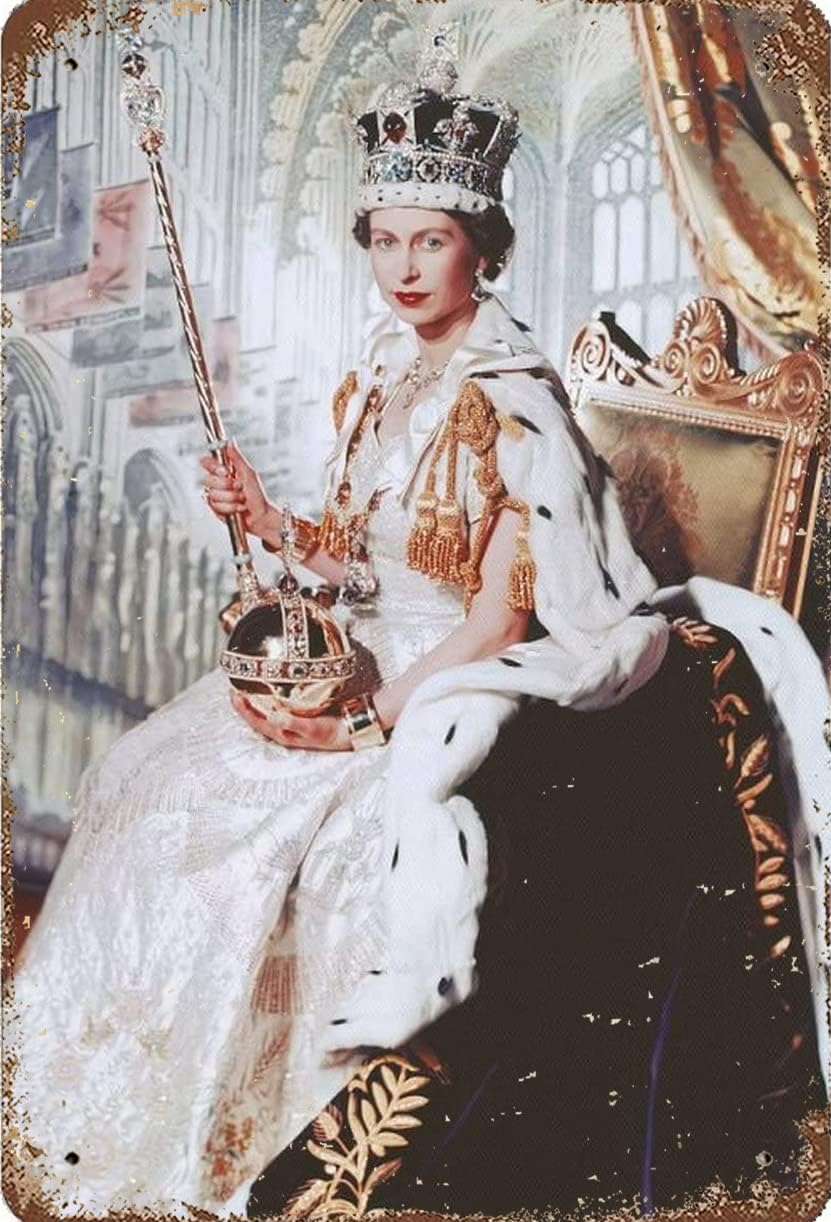 Amazon.com: Queen Elizabeth Coronation Dress Posters Metal Wall Art ...