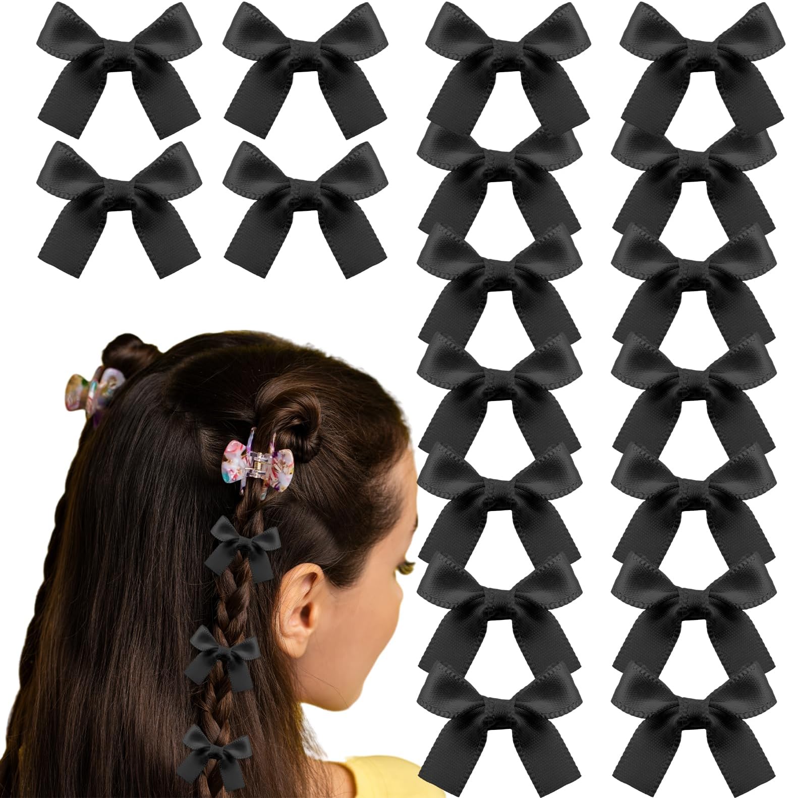 Amazon.com: Lusofie 40 Pcs Mini Bow Hair Clips Satin Mini Bow Clips ...