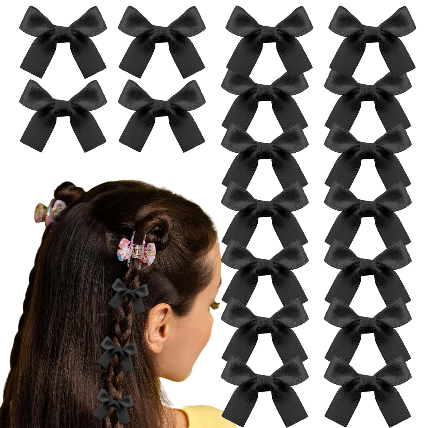 Amazon.com: Lusofie 40 Pcs Mini Bow Hair Clips Satin Mini Bow Clips ...
