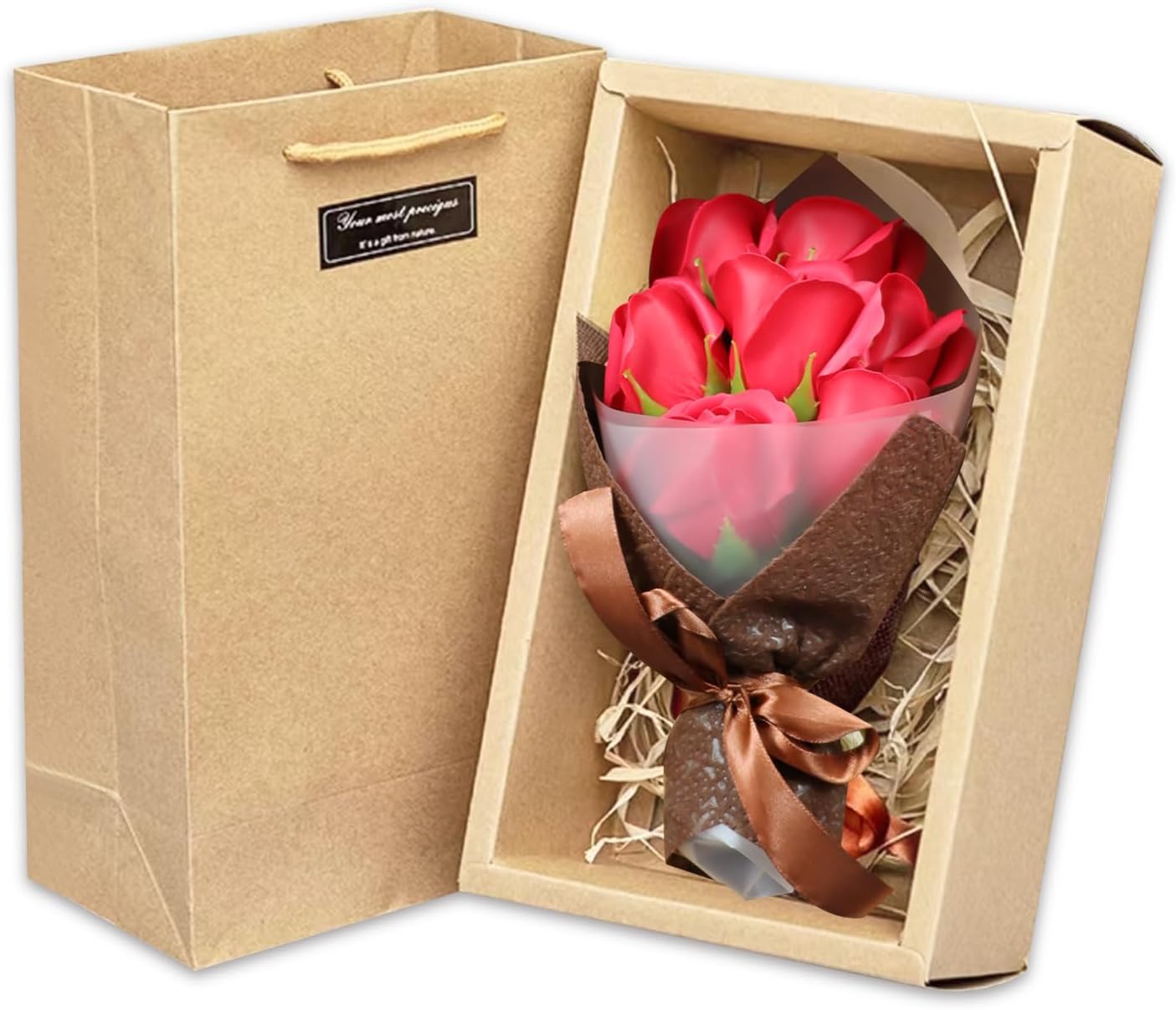 Amazon｜DIFEIUKI ソープフラワー 7本セット 石鹸花 手提げ袋付き 花束 ブーケ ギフトボックス付き 薔薇造花 バレンタインデー 母の日 結婚記念日 プレゼント 枯れない花 造花 ...