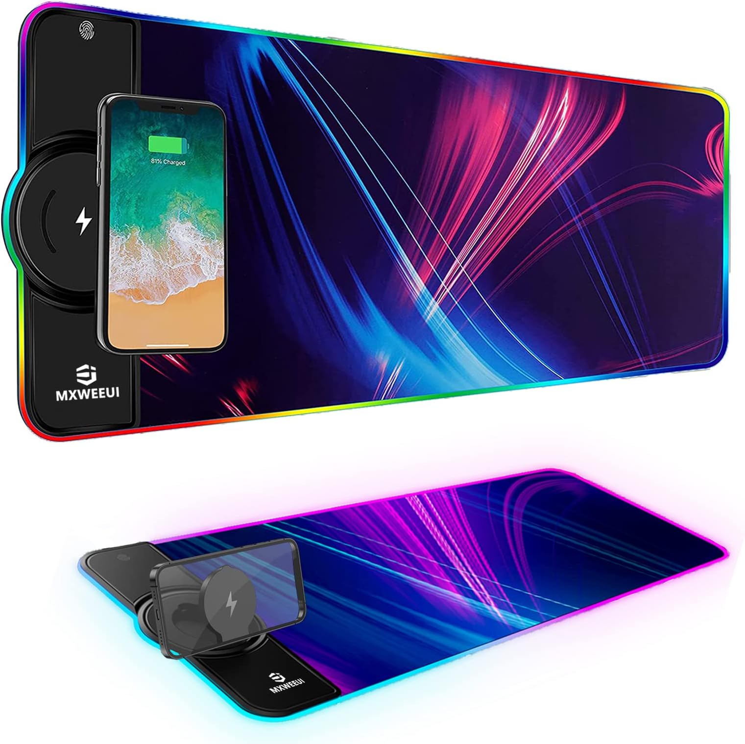 Gimars Upgrade Gaming Mauspad RGB, 15W Kabelloser Schnellladung ...