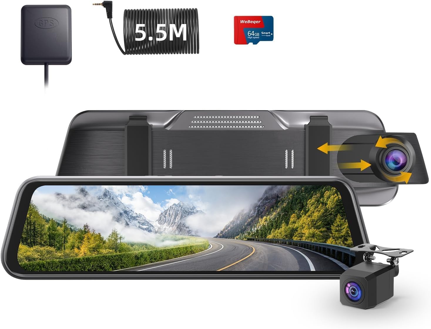 Amazon.com: Mirror Dash Cam, 4K 10" Rear View Mirror Camera UHD 2160p ...