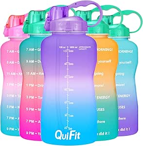 Amazon.com : QuiFit Half Gallon Water Bottle - with Straw & Time Marker,BPA Free Reusable Large ...