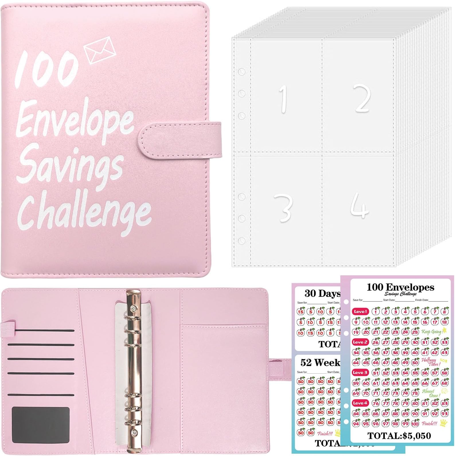 Amazon.com : XIIFIIFII 100 Envelopes Money Saving Challenge Binder, A5 ...
