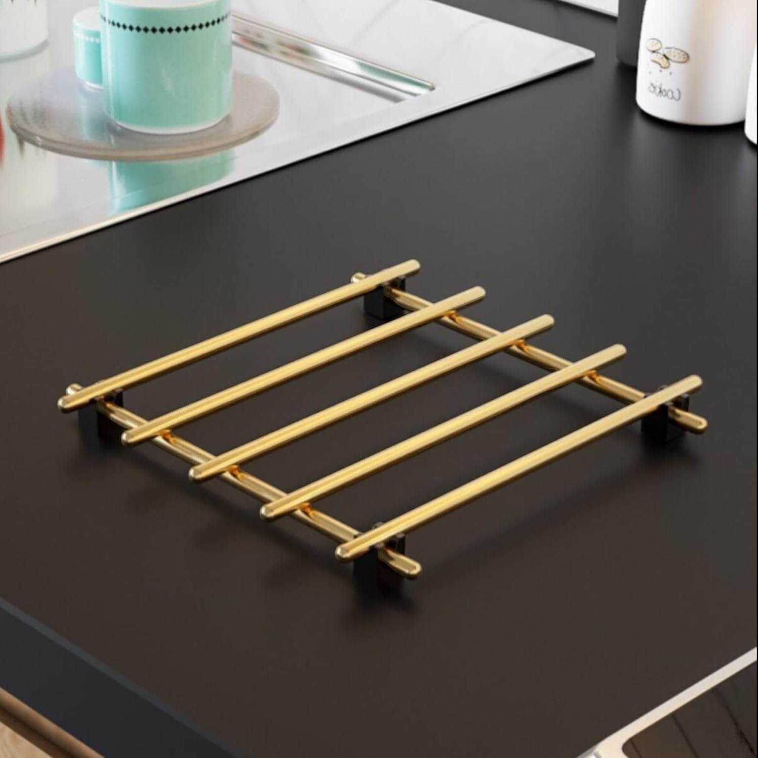 Amazon.com: Gold Small Metal Trivet Mats, Modern Kitchen Table Mat ...