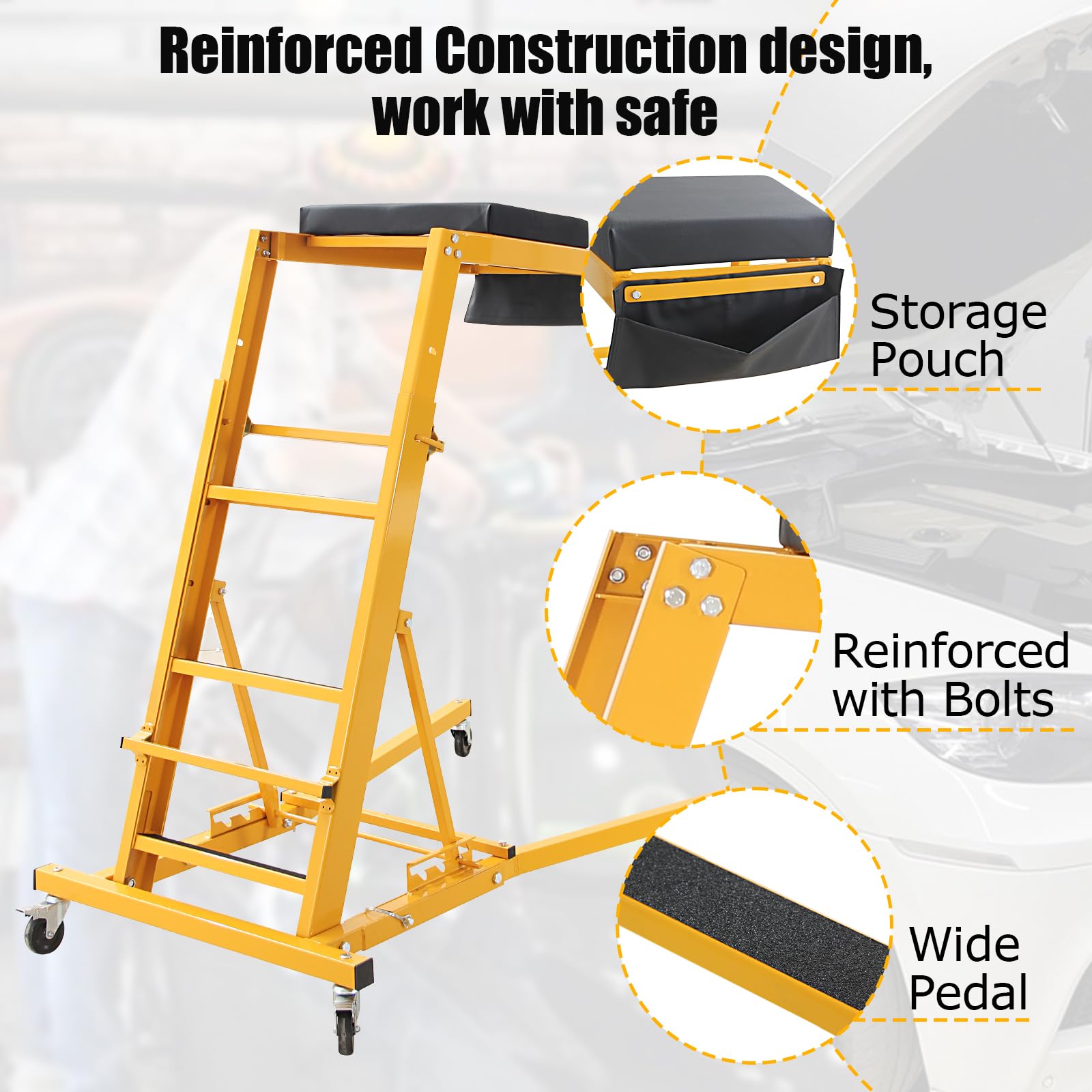 Snapklik.com : Adjustable Automotive Engine Creeper, Thick Padded Deck ...