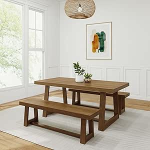 Amazon.com - Plank+Beam 72 Inch Farmhouse Dining Table, Solid Wood ...
