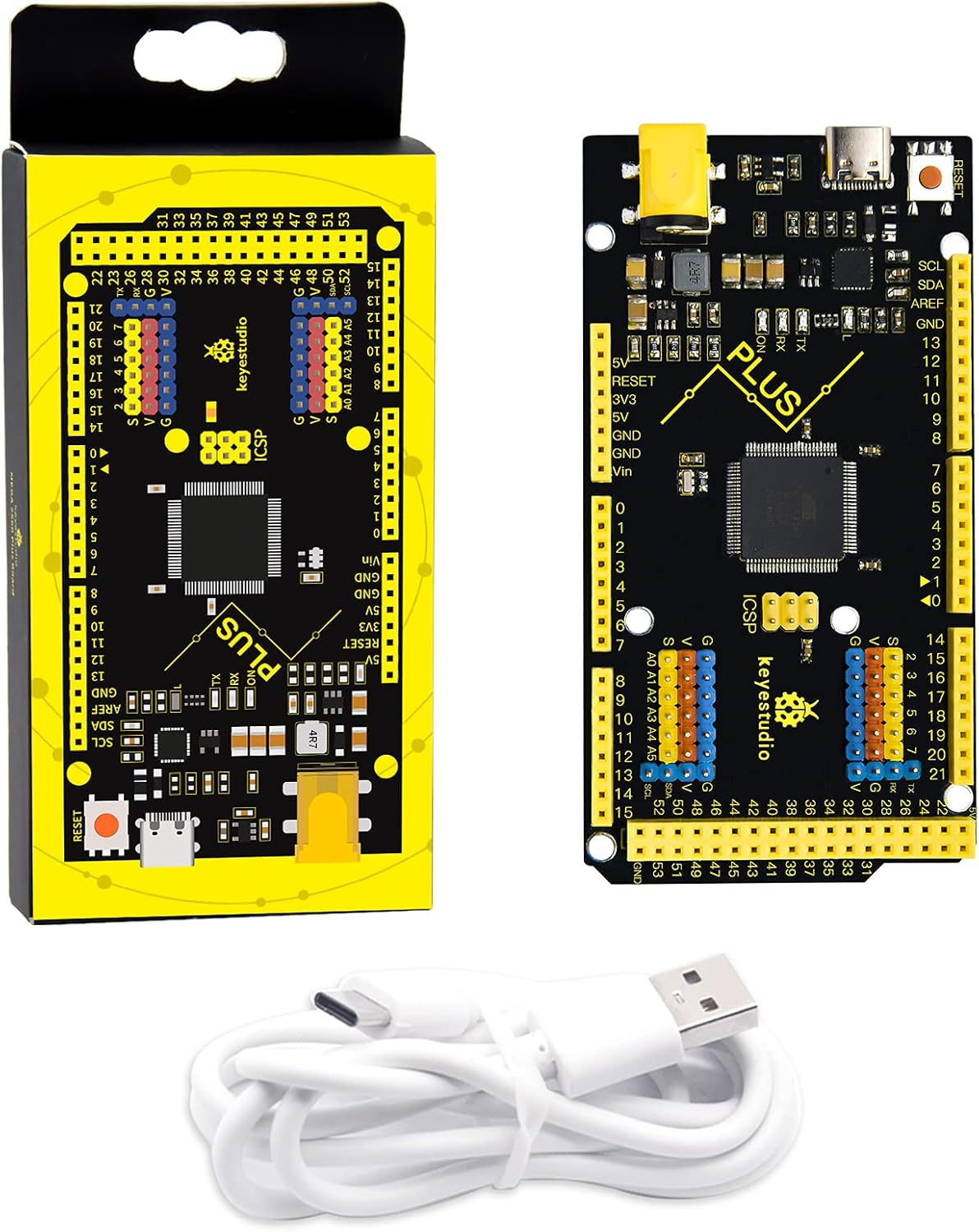 KEYESTUDIO MEGA de 2560 R3 Plus Tarjeta Placa Compatible con Arduino IDE con Microcontrolador ...