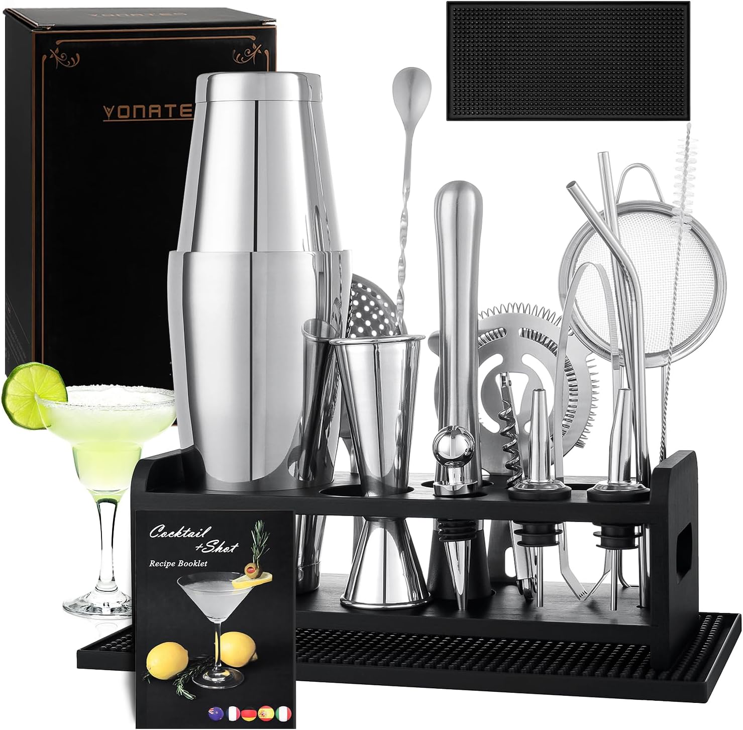 Amazon.com: Boston Cocktail Shaker Set, 18PCS Bartender Kit Bar Tools ...