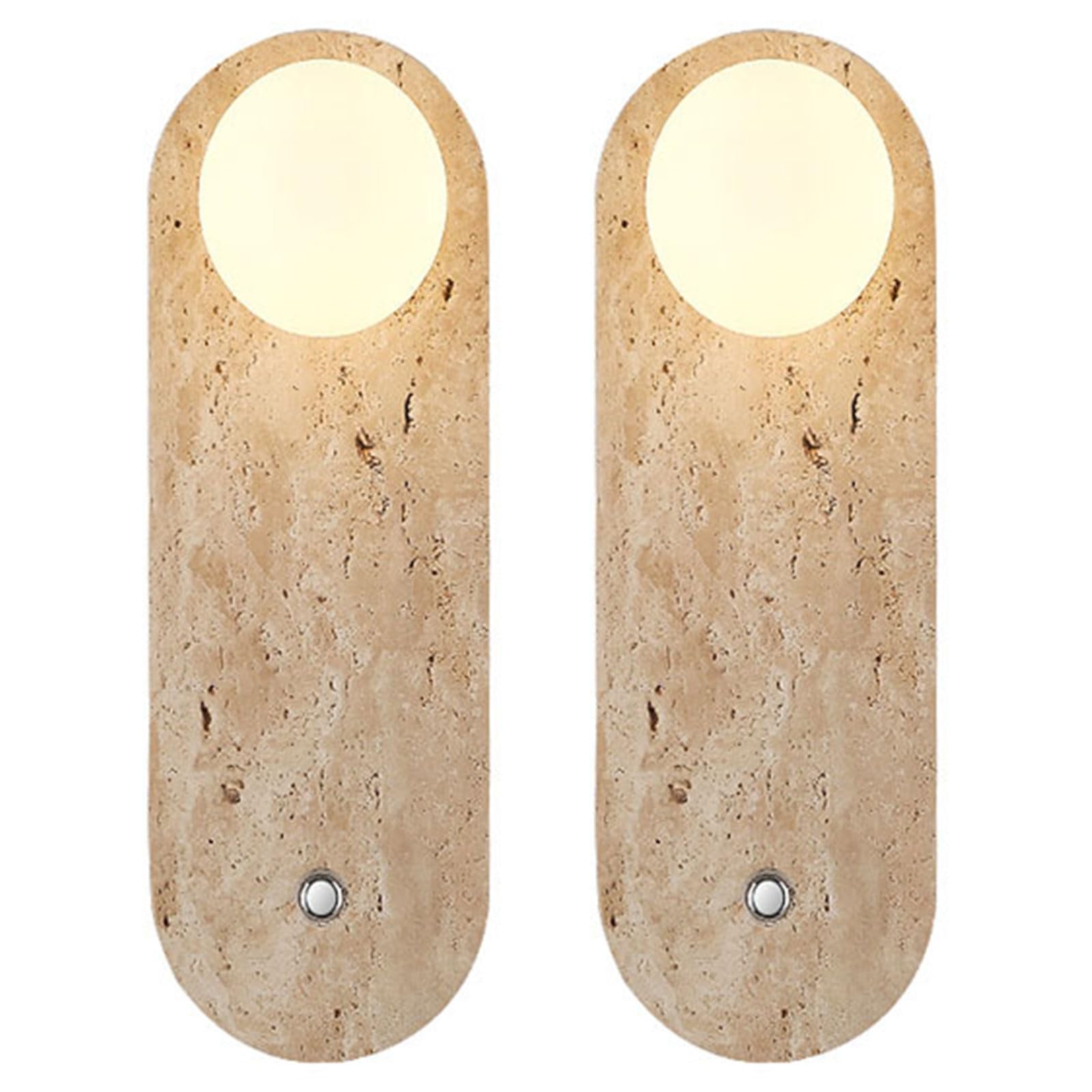 Bathroom Vanity Stone Wall lamp Set of 2, Retro Travertine Wall Sconce ...