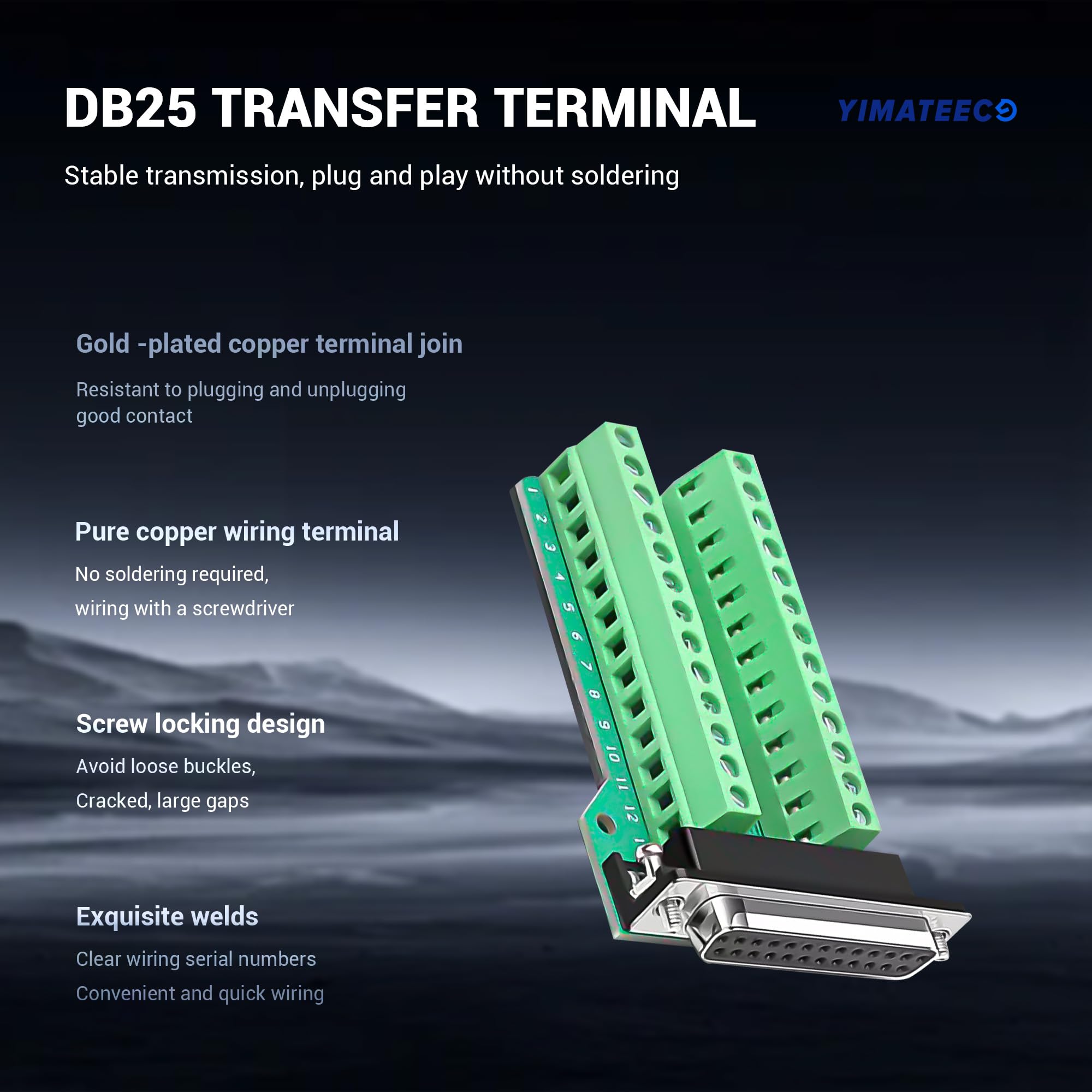 YIMATEECO DB25 Breakout Board, DB25 Female Adapter D-USB RS-232 Serial ...