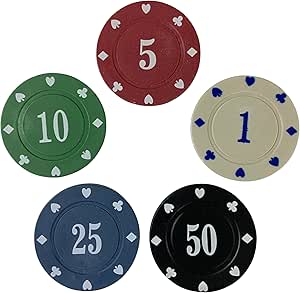 100 Numbered 4g Poker Chips 5 Colours : Amazon.co.uk: Toys & Games