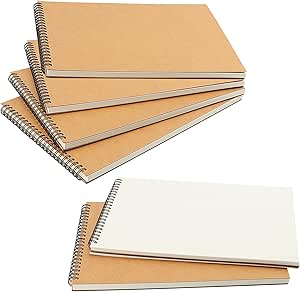 MANCHAP 6 Pack A4 Spiral Bound Landscape Sketchbook, 21x29.7cm 60 Pages/30 Sheets Art Sketchbook ...