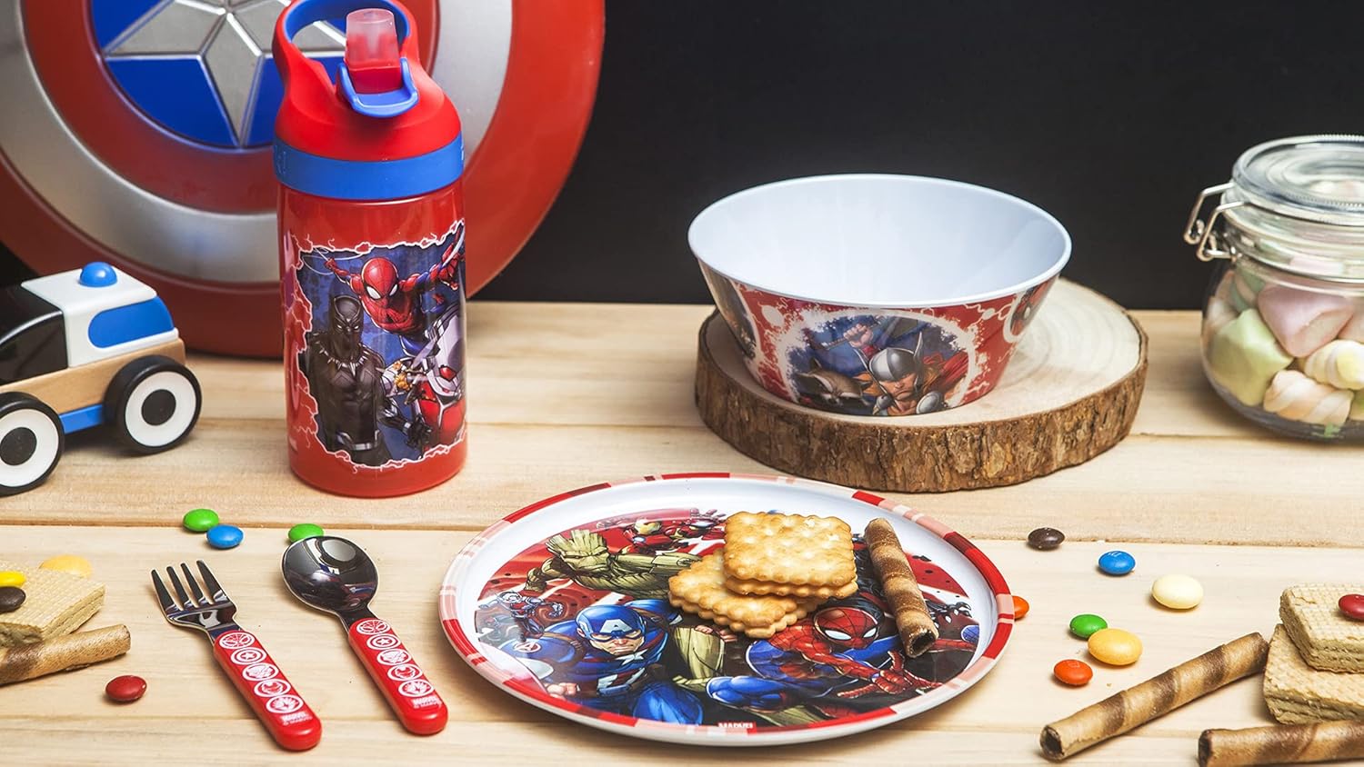 Buy Zak Designs Marvel Dinnerware 5 Piece Set Includes Plate, Bowl ...
