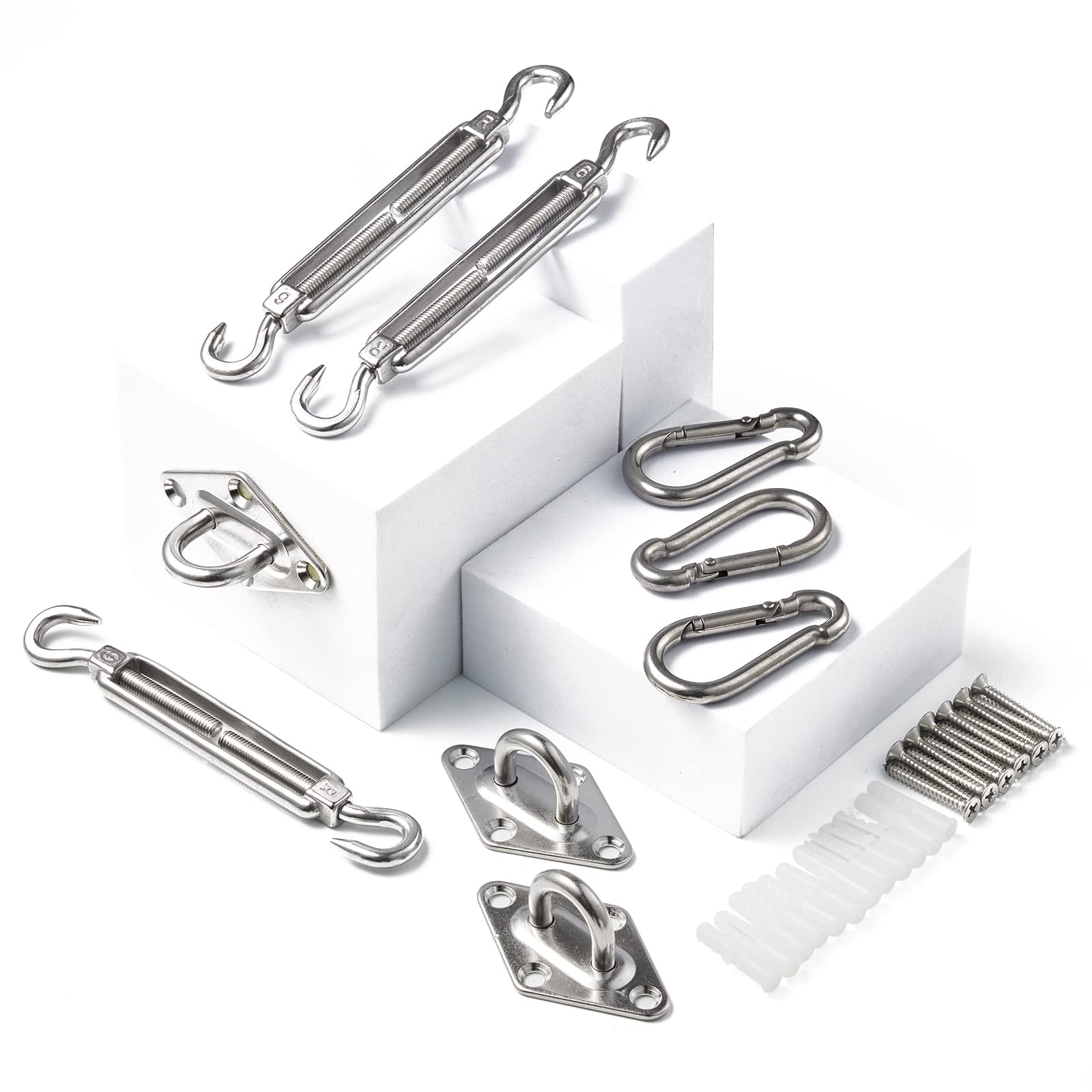 Sun Shade Sail Hardware Kit M6 Silver for Garden Triangle, Awning ...