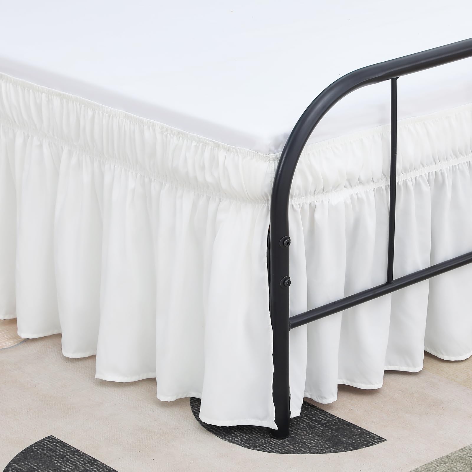 Amazon.com: RIMELA White Bed Skirts with Split Corners Queen Size 12 Inch Drop,Elastic Bed ...