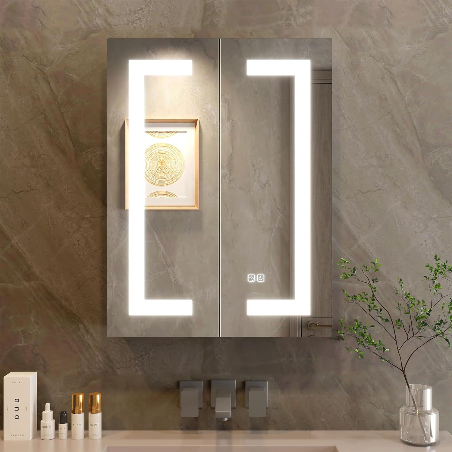 Amazon.com: SILUMIN LED Bathroom Wall Medicine Cabinet Mirror 32"×24 ...