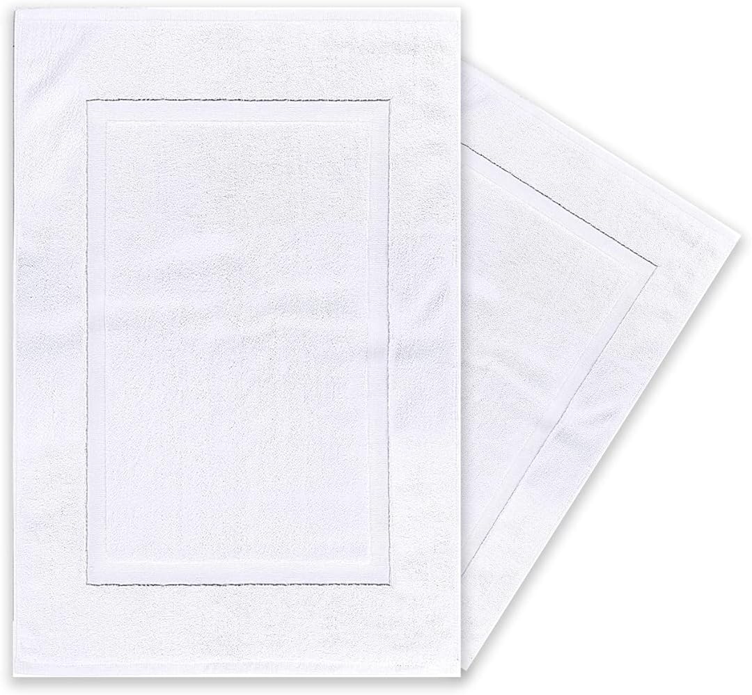 Milosc Pack of 2 100% Cotton Bath Mats White Extra Soft Luxury Hotel ...