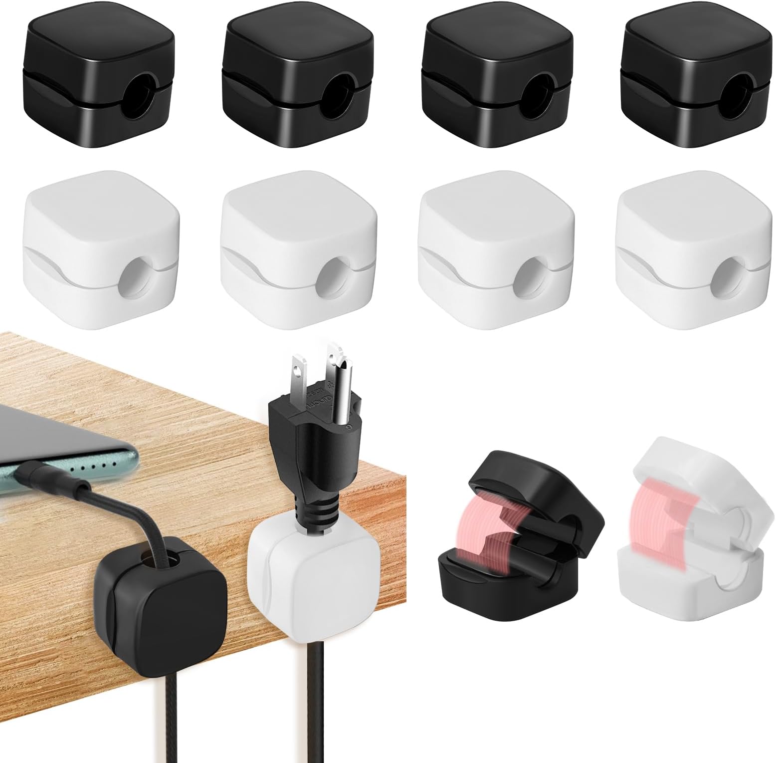 Amazon.com: SHAOHUA 12 Pack Magnetic Cable Clips, Magnetic Cable ...