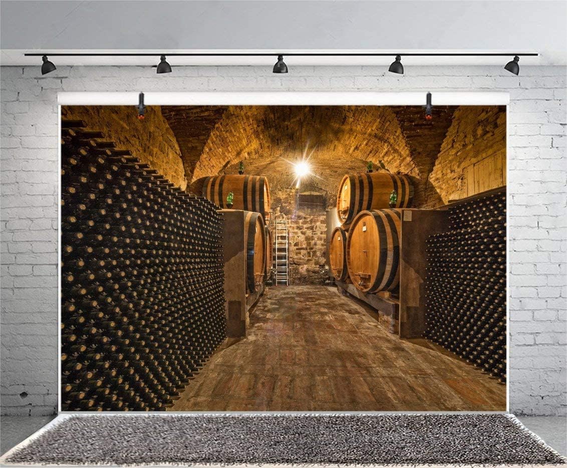 Amazon.com : BELECO 9x6ft Fabric Vintage Wine Cellar Backdrop Old ...