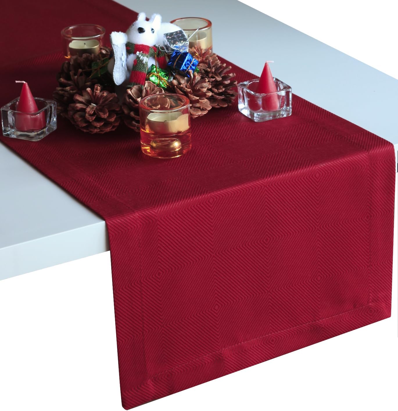 Amazon.com: Akutana Red Table Runner 36 inch, Burgundy Waterproof ...