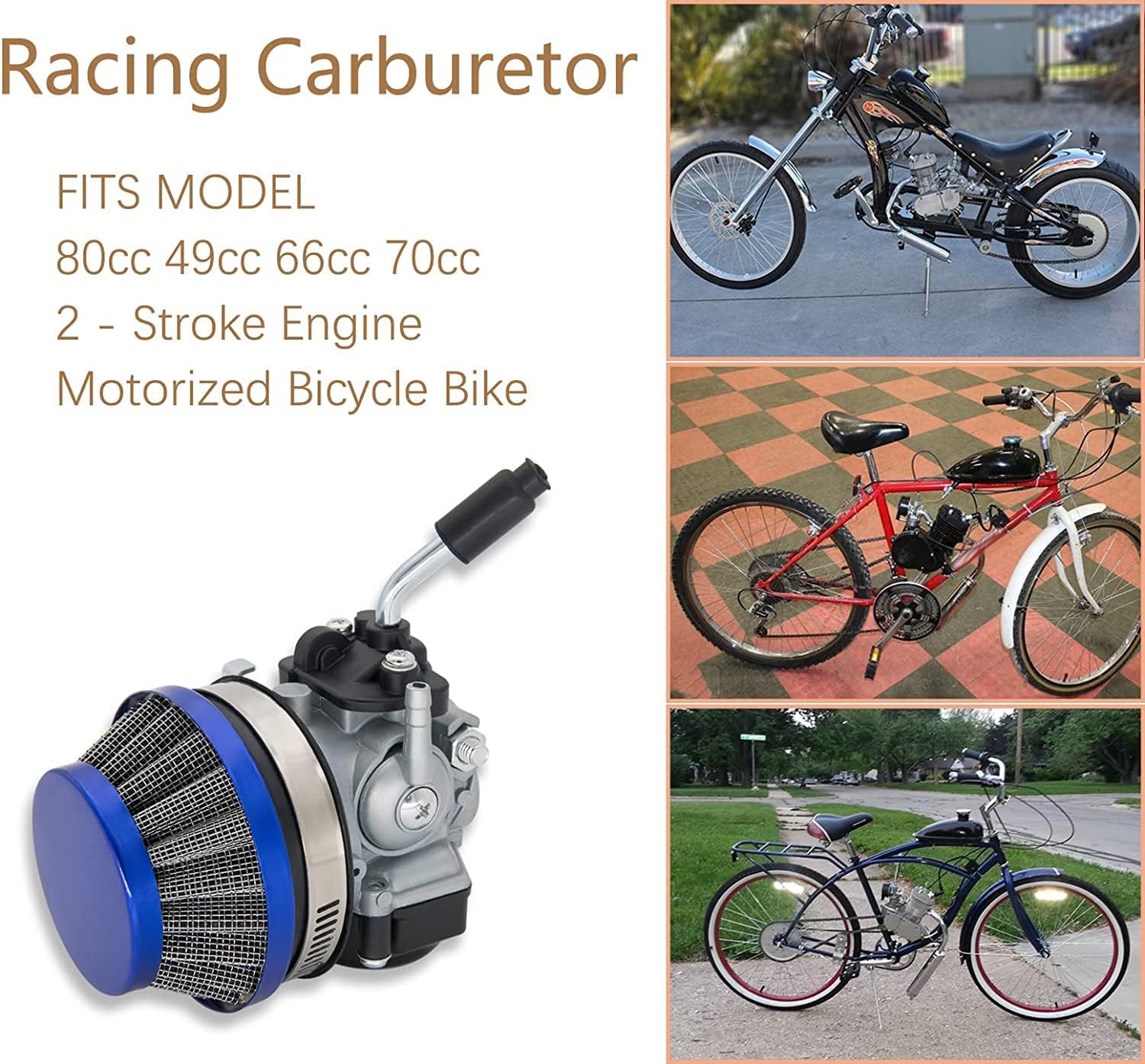 Buy 2 Stroke Carb Racing Carburetor 49cc 66cc 70cc 80cc with Air Filter ...