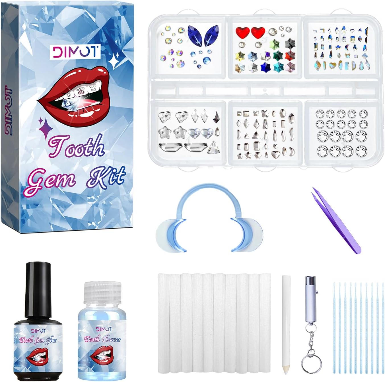 Amazon.com: Tooth Gems Kit for Teeth Gems Kit with Light,190 Tooth DIY ...