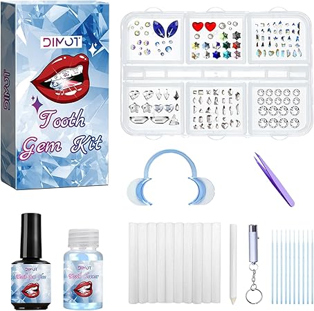 Amazon.com: Tooth Gems Kit for Teeth Gems Kit with Light,190 Tooth DIY ...