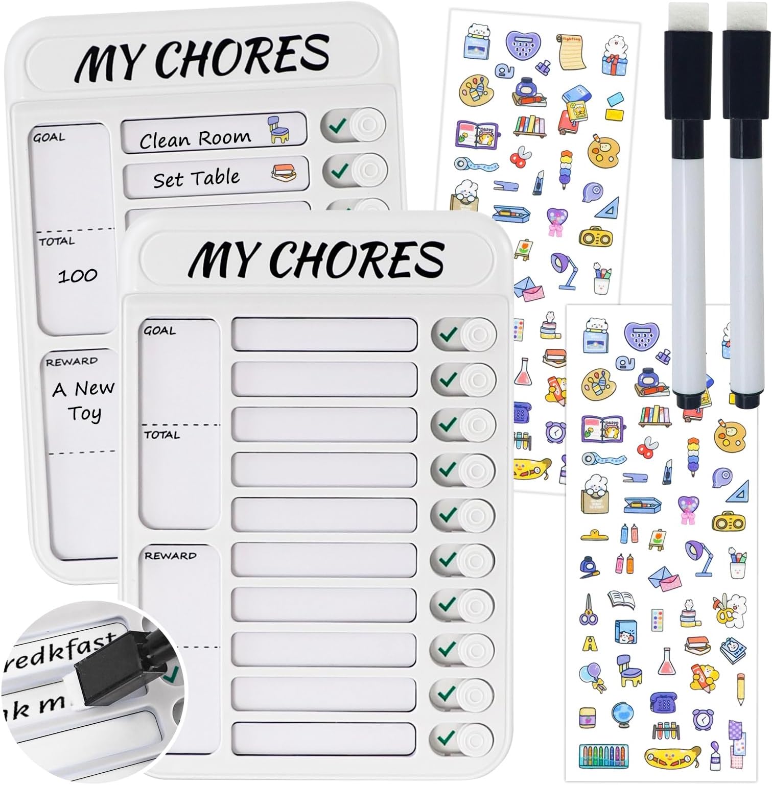 Amazon.com : Chore Chart for Kids Dry Erase Chore Board ADHD Tools for Kids to Do List Checklist ...