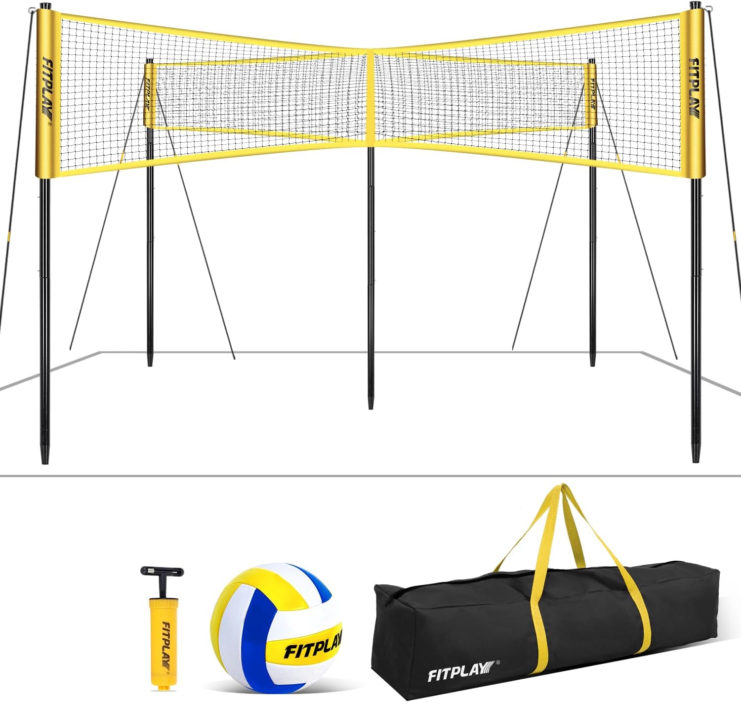 Amazon.com : Four Square Volleyball Net Set with Carry Bag,Volleyball ...