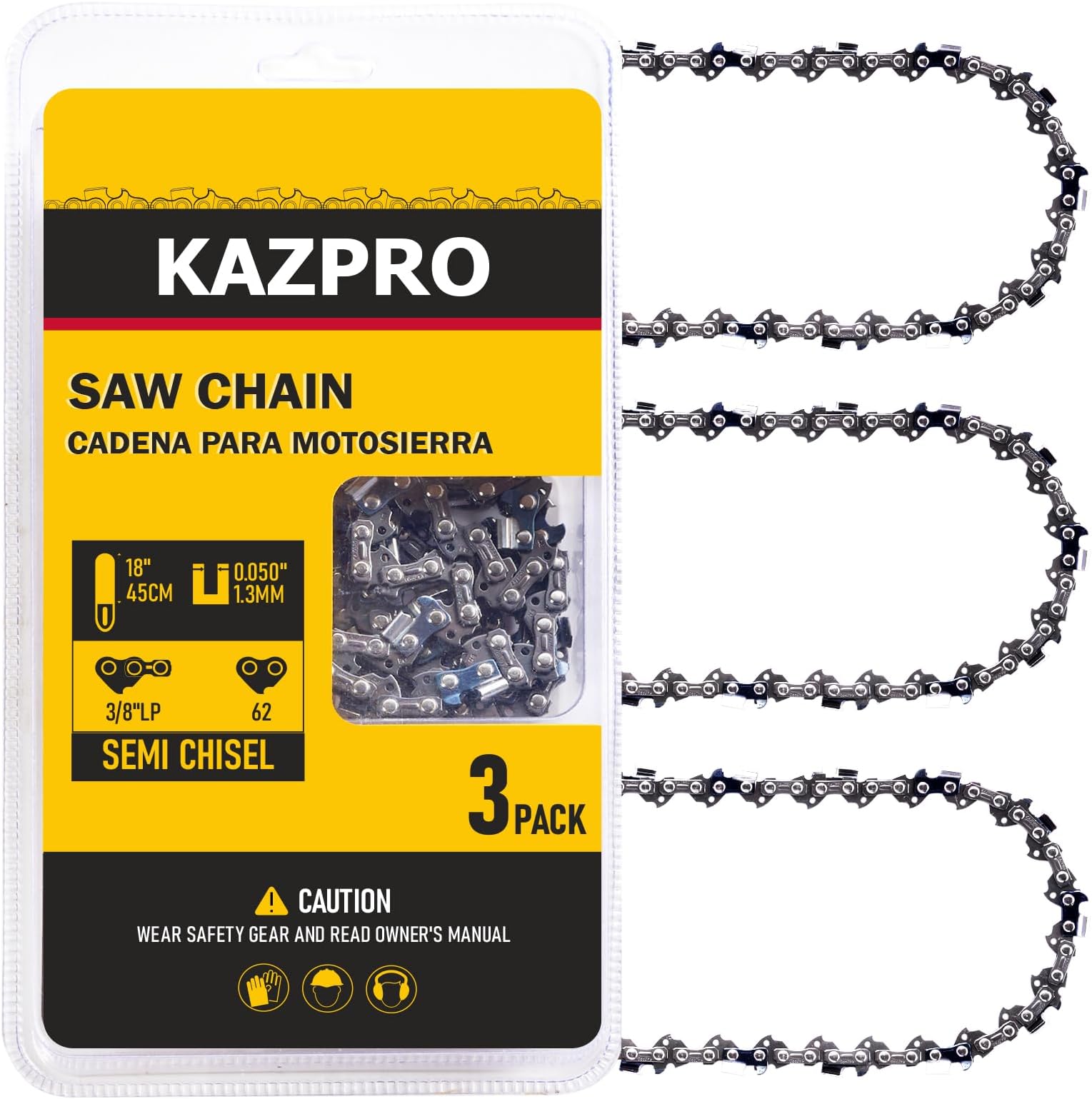 Amazon.com: 5Pack 18 Inch Chainsaw Chain 62 Drive Links 3/8" LP Pitch ...