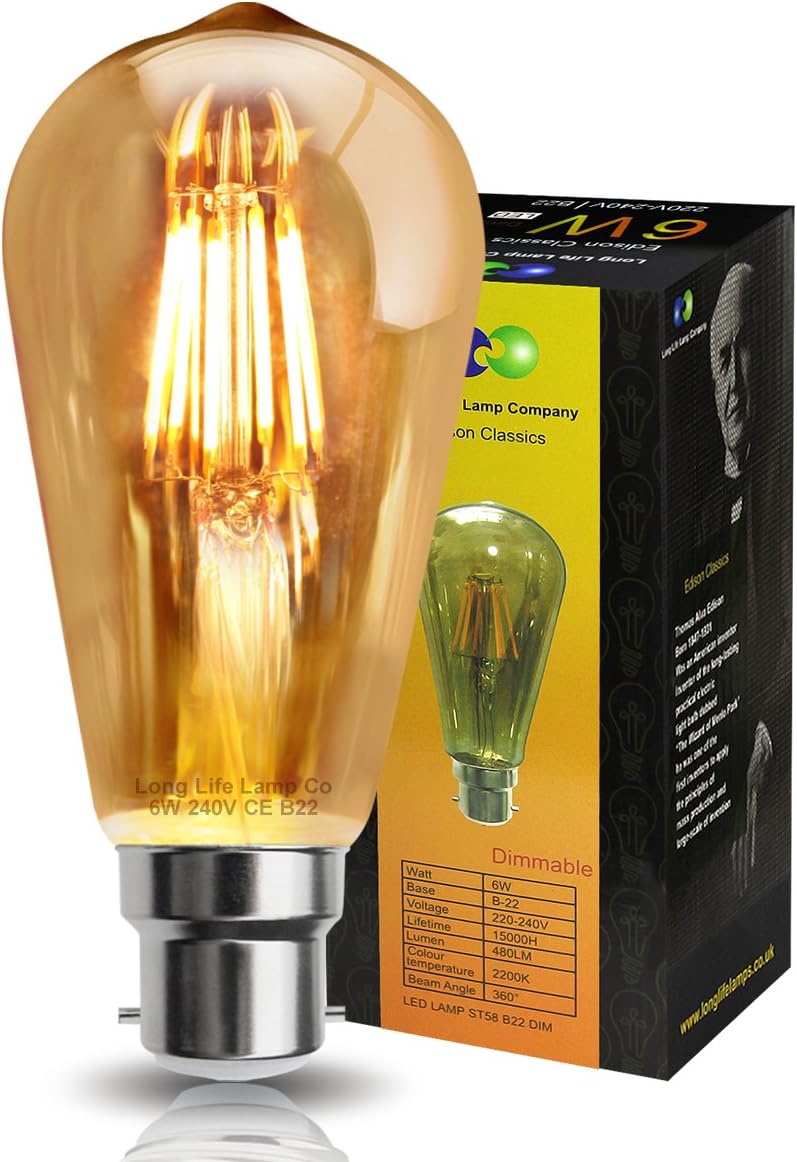 Retro Vintage LED 6w Dimmable Squirrel Cage Edison Style Filament Bulb ...