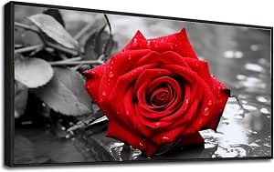 Amazon.com: Feuwile Rose Canvas Wall Art,Rose Wall Decor,Canvas Wall ...